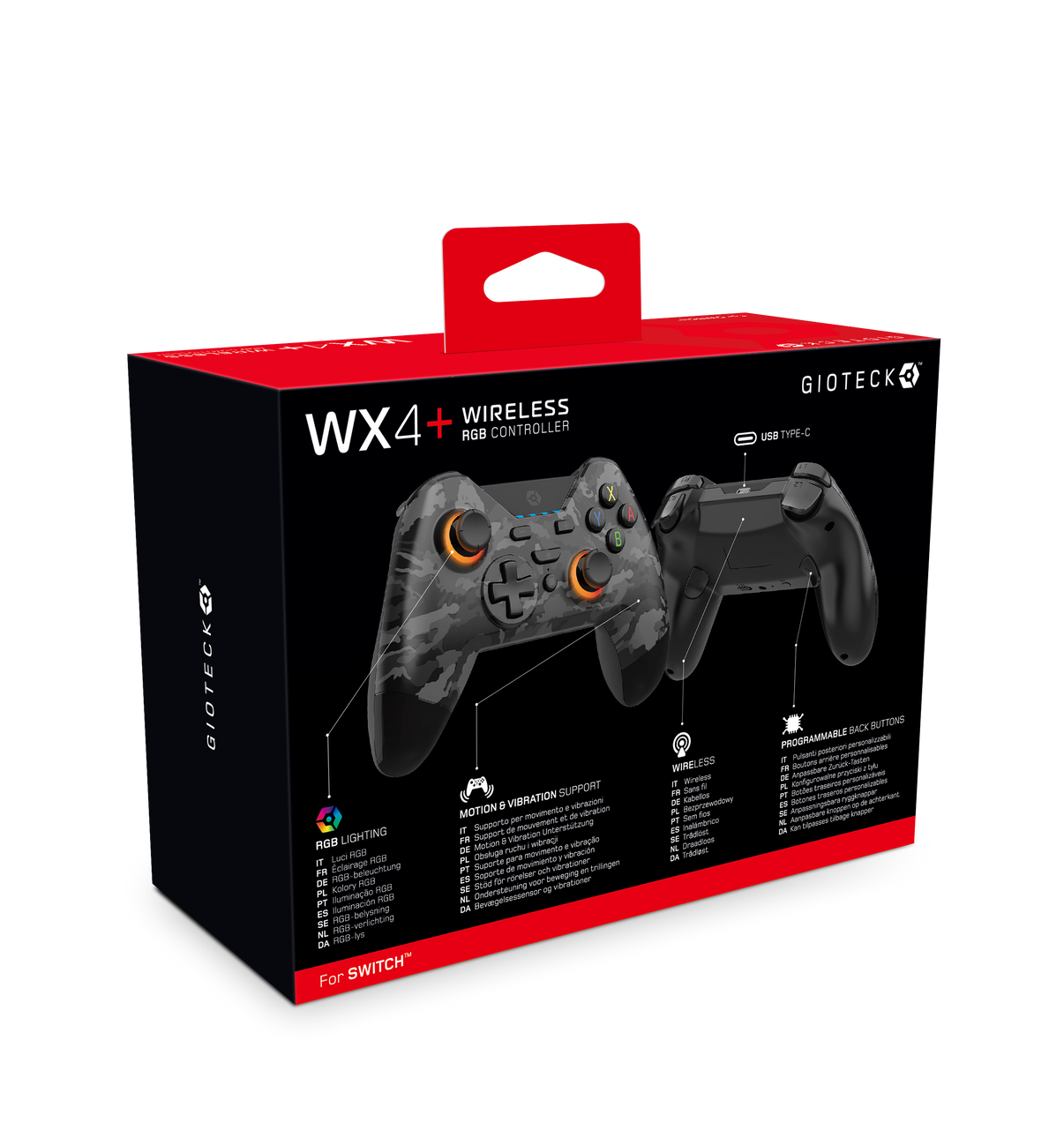 Gioteck WX4+ Wireless RGB Controller Switch Dark Camo
