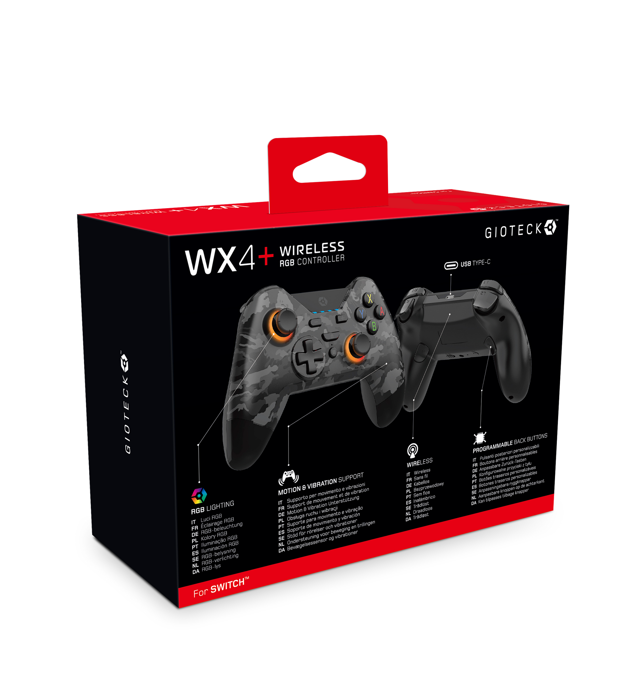 Gioteck WX4+ Wireless RGB Controller Switch Dark Camo