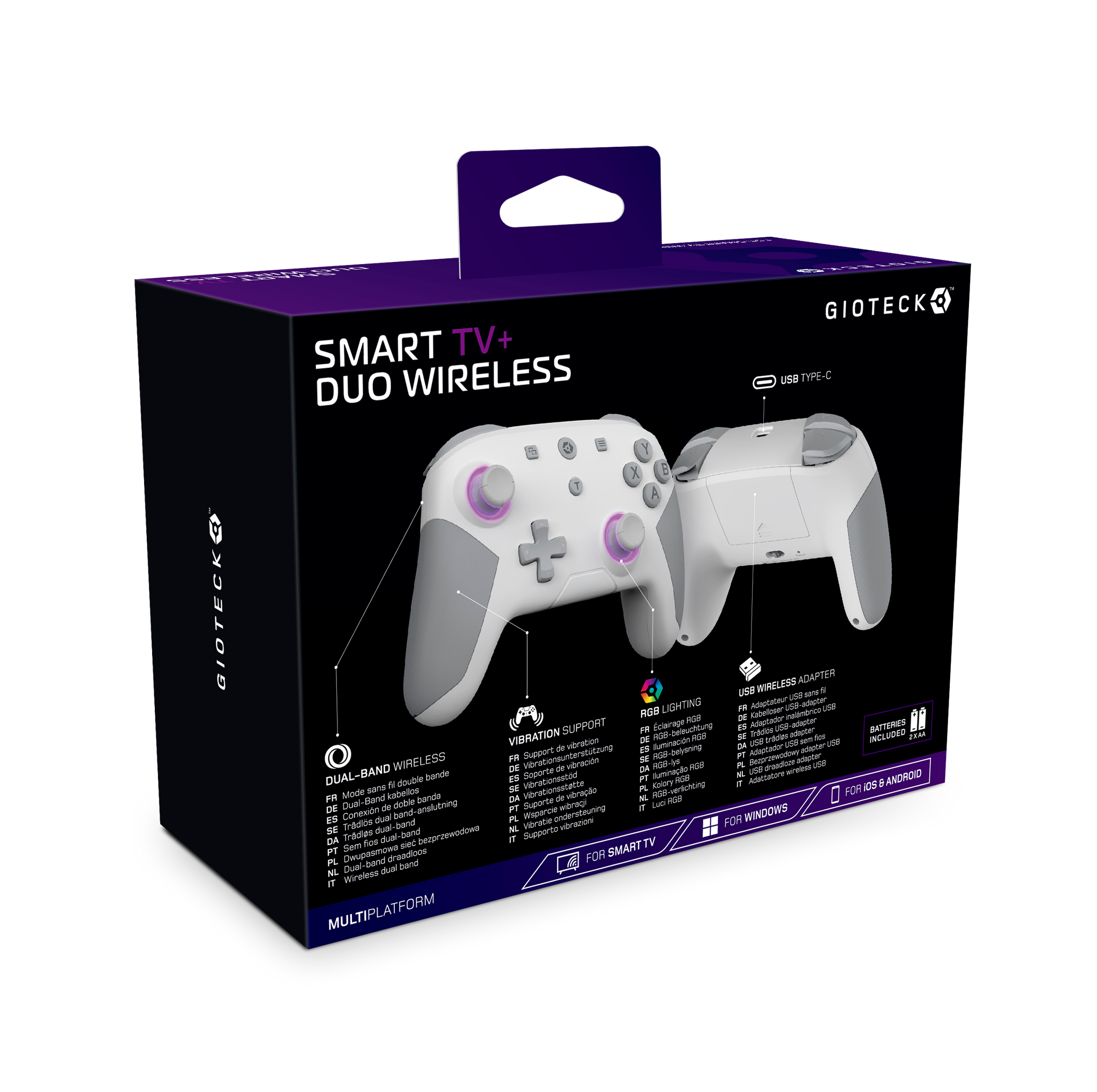 Gioteck Smart TV+ Duo Controller Gaming PC Mobile White